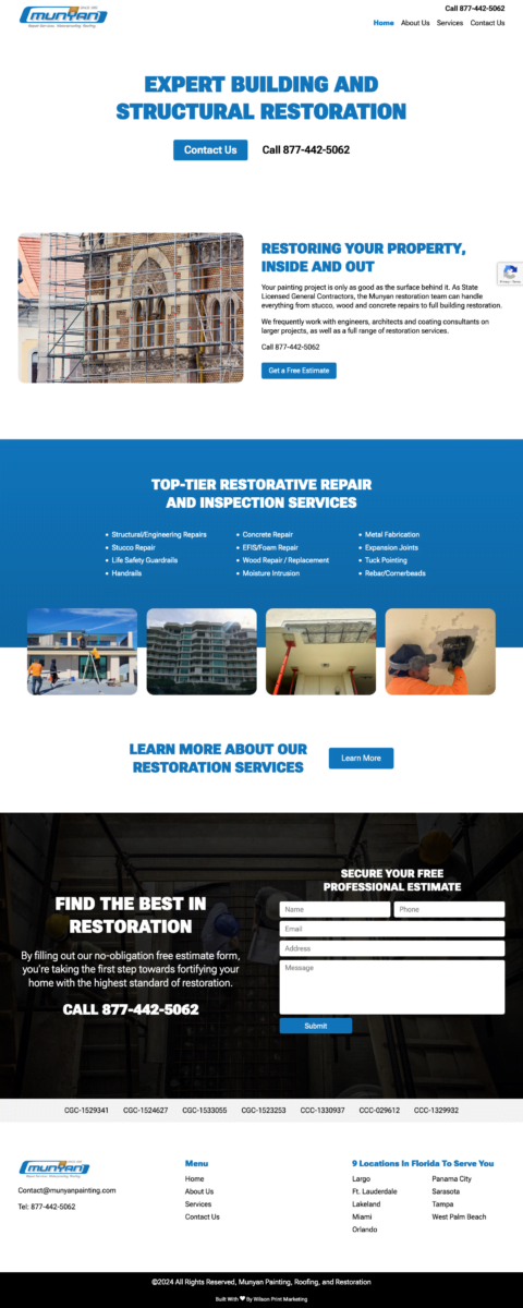 Munyan Restoration | Wilson Printing USA
